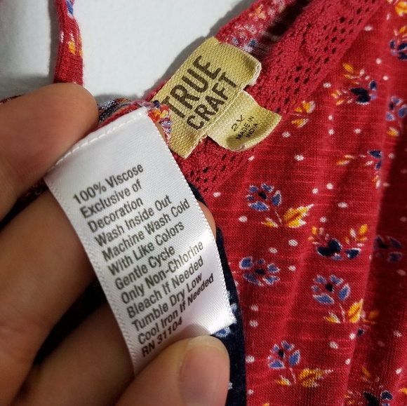 True Craft | Tops | Boho True Craft Red Floral Peplum Tie Back Top 2x ...